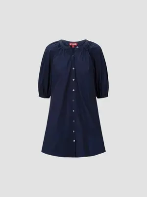 Staud Vincent Cotton Poplin Minidress - Navy