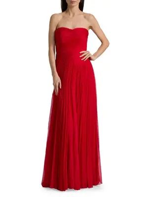 AMUR Elea Strapless Pleated Gown