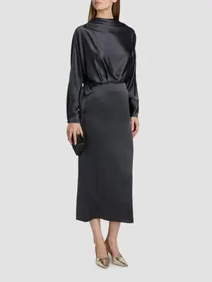 Staud Phoebe Silk-blend Midi-dress