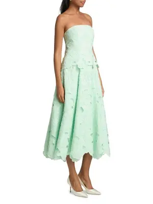 AS IT MAY Isla Strapless Lace Midi-dress - Mint