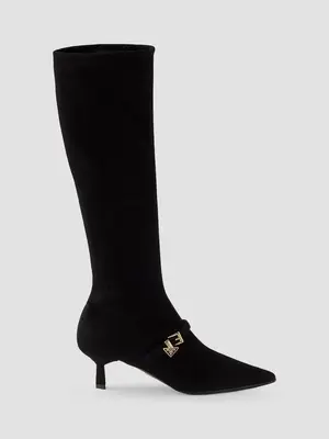 Prada Stretch Suede Boots - Black
