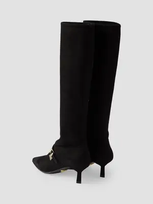 Prada Stretch Suede Boots - Black