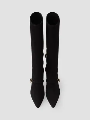 Prada Stretch Suede Boots - Black