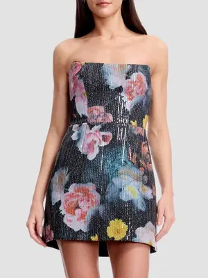 Dress The Population Amity Sequined Floral Mini Dress