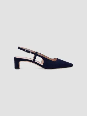 STUART WEITZMAN Baby Babette 40mm Suede Slingback Pumps - Nice Blue
