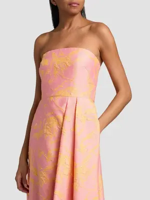 AS IT MAY Kaia Floral Jacquard Strapless Gown
