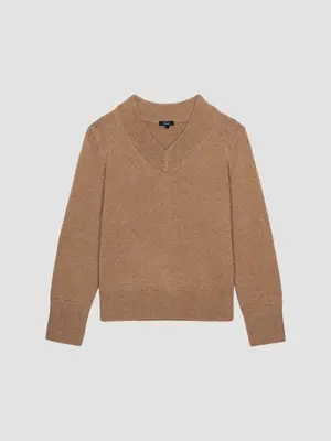 Rails Lidya Cotton-wool V-neck Sweater - Heather Camel