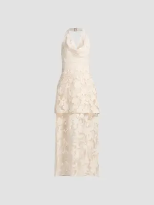 AMUR Calypso Lace Halter Midi-dress - Storm Cloud