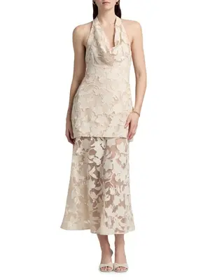 AMUR Calypso Lace Halter Midi-dress