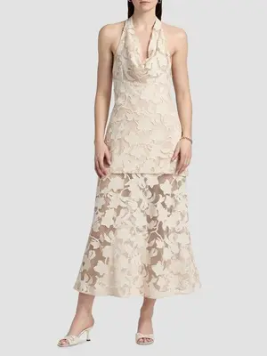 AMUR Calypso Lace Halter Midi-dress