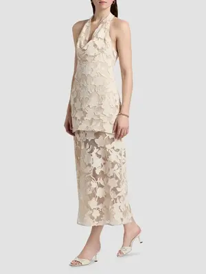 AMUR Calypso Lace Halter Midi-dress