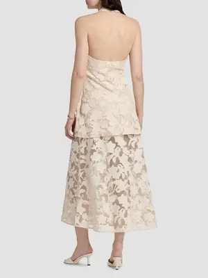 AMUR Calypso Lace Halter Midi-dress