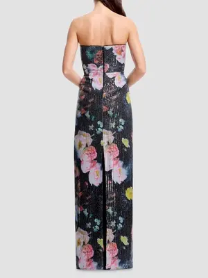 Dress The Population Vada Floral Sequined Strapless Maxi Gown