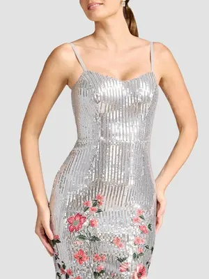 Dress The Population Giovanna Sequined Embroidered Mermaid Gown