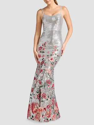 Dress The Population Giovanna Sequined Embroidered Mermaid Gown
