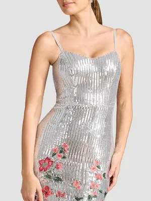 Dress The Population Giovanna Sequined Embroidered Mermaid Gown