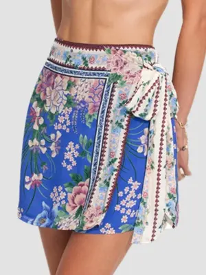 Agua Bendita Ziara Ivy Floral Wrap Miniskirt