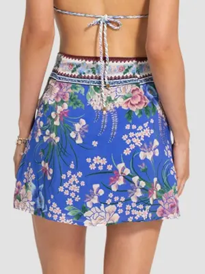 Agua Bendita Ziara Ivy Floral Wrap Miniskirt