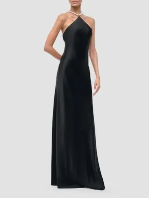 Staud Cadence Imitation Pearl-embellished Satin Maxi Dress