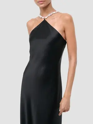 Staud Cadence Imitation Pearl-embellished Satin Maxi Dress