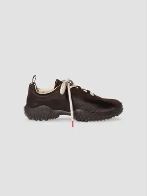 Miu Miu Bubble Technical Fabric And Suede Sneakers - Brown