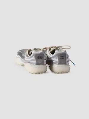 Miu Miu Bubble Technical Fabric And Suede Sneakers - Grey