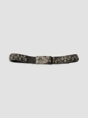 Miu Miu Embroidered Duchesse And Leather Belt