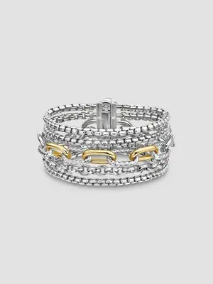 David Yurman Row Chain Bracelet With 18k Yellow Gold