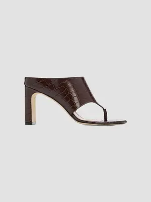 STUART WEITZMAN Babette 85mm Croc-embossed Leather Sandals - Walnut