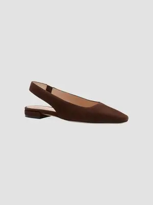 STUART WEITZMAN Stassi Suede Slingback Flats - Walnut