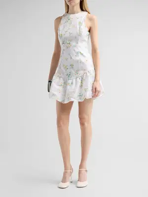 KIKA VARGAS Birgit Meadow Taffeta Mini Dress - Pastel