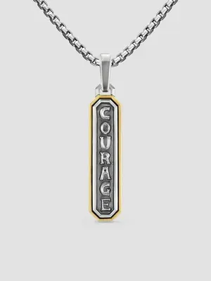 David Yurman Courage Amulet In Sterling With 14k Yellow Gold, 35mm - Silver