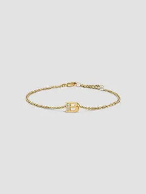 David Yurman Petite Pavé Initial Chain Bracelet In 18k Yellow Gold - Initial B
