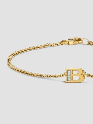 David Yurman Petite Pavé Initial Chain Bracelet In 18k Yellow Gold - Initial B