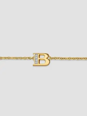 David Yurman Petite Pavé Initial Chain Bracelet In 18k Yellow Gold - Initial B