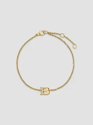 David Yurman Petite Pavé Initial Chain Bracelet In 18k Yellow Gold - Initial B