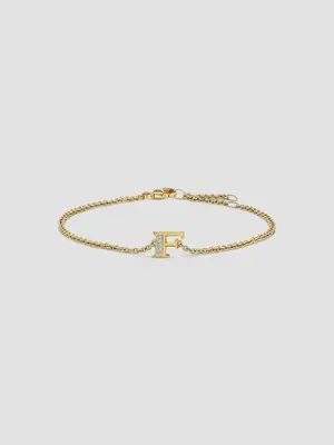 David Yurman Petite Pavé Initial Chain Bracelet In 18k Yellow Gold Initial F