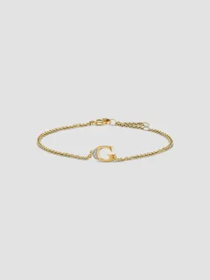 David Yurman Petite Pavé Initial Chain Bracelet In 18k Yellow Gold Initial G