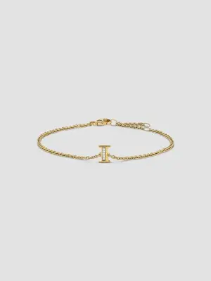David Yurman Petite Pavé Initial Chain Bracelet In 18k Yellow Gold Initial I