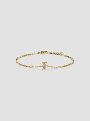 David Yurman Petite Pavé Initial Chain Bracelet In 18k Yellow Gold Initial J