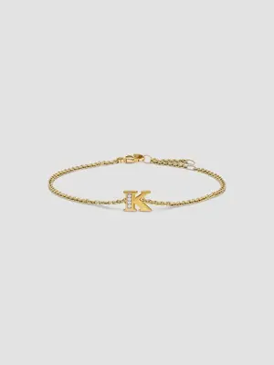 David Yurman Petite Pavé Initial Chain Bracelet In 18k Yellow Gold Initial K