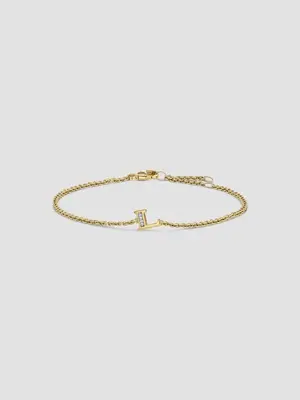 David Yurman Petite Pavé Initial Chain Bracelet In 18k Yellow Gold Initial L