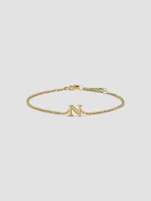 David Yurman Petite Pavé Initial Chain Bracelet In 18k Yellow Gold Initial N