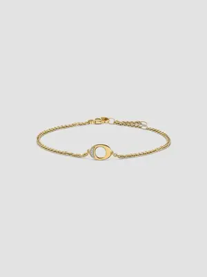 David Yurman Petite Pavé Initial Chain Bracelet In 18k Yellow Gold Initial O