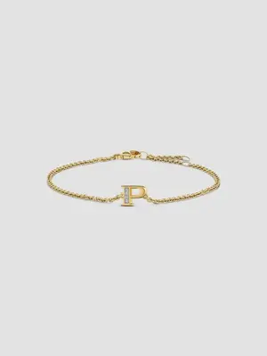 David Yurman Petite Pavé Initial Chain Bracelet In 18k Yellow Gold Initial P