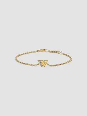 David Yurman Petite Pavé Initial Chain Bracelet In 18k Yellow Gold Initial W