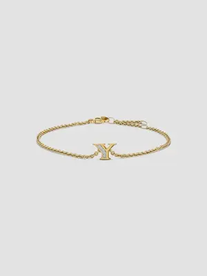 David Yurman Petite Pavé Initial Chain Bracelet In 18k Yellow Gold Initial Y