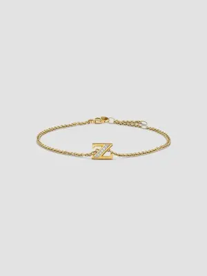 David Yurman Petite Pavé Initial Chain Bracelet In 18k Yellow Gold Initial Z