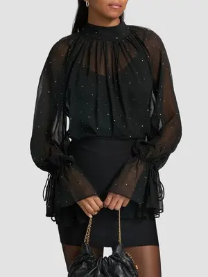 Staud Roux Embellished Chiffon Top