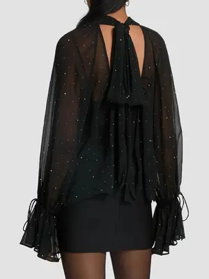 Staud Roux Embellished Chiffon Top